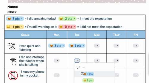 Behavior Sheet/ Point Sheet by MissSimpleTeacher | TPT