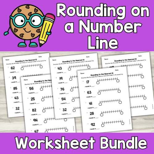 Rounding to the Nearest Ten on a Number Line | 2 Digit Numbers Bundle
