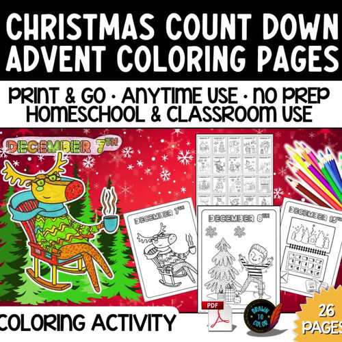 Christmas Advent Countdown Coloring Pages | Printable Fun Classroom ...