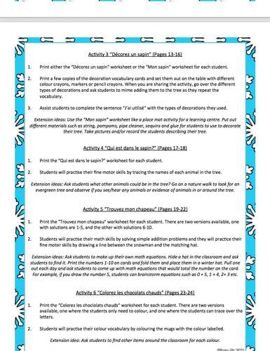 French Winter Activities for Primary - J'écris la salle de classe l'hiver