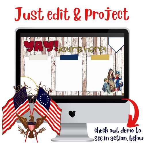 Daily Agenda Slides Editable English Spanish | US American History July 4th