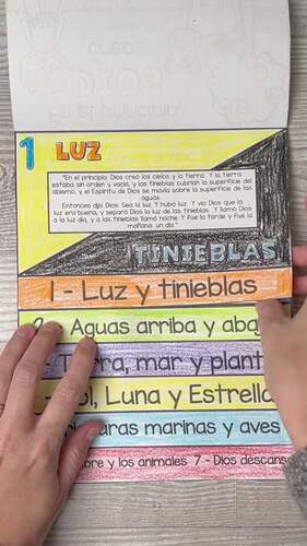 7 Days of Creation Bible Story Craft Activity Flip Book in SPANISH