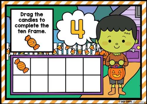 Halloween Ten Frames - Boom Cards - Distance Learning by Bethany Gardner