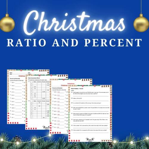 Christmas Math Percents Unit | Ratio and Percent Proportions Worksheets ...