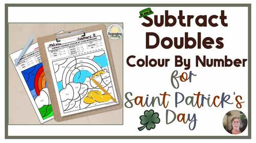 St Patrick Subtract Doubles Color by Number Math Coloring Pages, Spiral ...