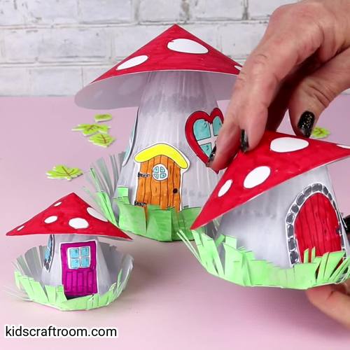 Mushroom Fairy House - Cut and Paste Craft - Fairy Craft - Toadstool Craft
