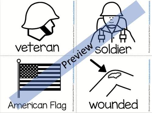 Veteran's Day Vocabulary Book 3 Levels- Autism & SPED Resources | TPT