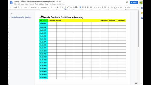 Parent Contacts Communication Log For Google Docs Digital Center PDF w/LINK