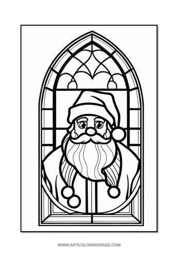 Discover Christmas Magic with Stained Glass Santa Claus Coloring Sheets ...