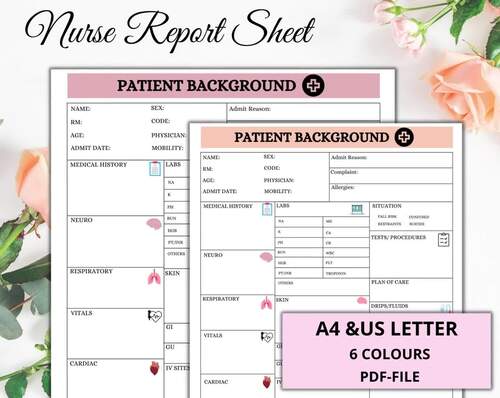 Nurse Sheet Report | Instant Download | Nurse Reporting | Printable ...