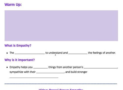 SEL Empathy Lesson- Guided Notes by Who run the world TEACHERS | TPT