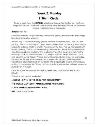 Montessori Lesson Plans Fully Written History Time South America Themes JAN