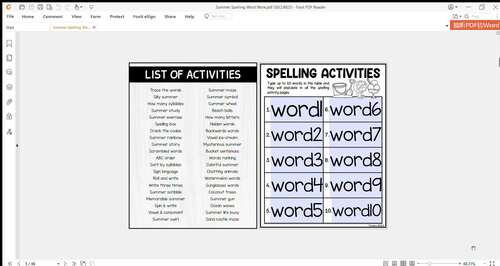 SUMMER SPELLING ACTIVITIES | Word Work | Morning Work | EDITABLE WORKSHEET