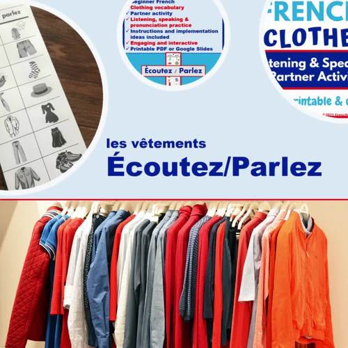 French Clothing Listening & Speaking Partner Activity les vêtements