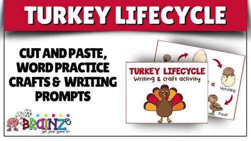 Turkey Lifecycle Worksheets | Cut & Paste, Coloring, Writing, and Craft ...