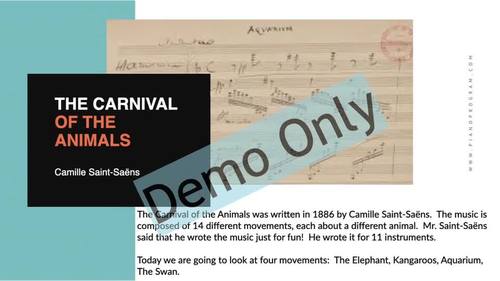 Carnival of the Animals Music History Resource by Piano Program | TPT