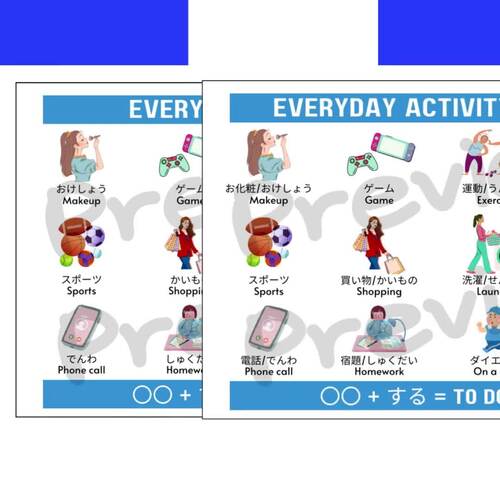 Japanese: Everyday Activity Noun (Classroom Poster) by Kaikai Japanese