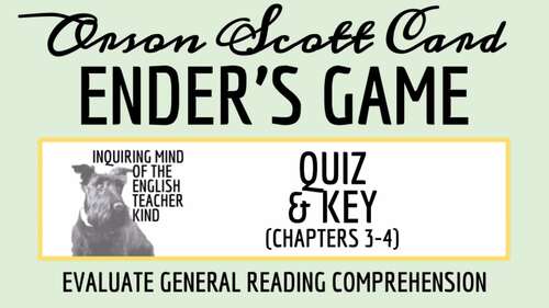 Ender's Game Chapters 3 and 4 Quiz and Answer Key (Printable) | TPT