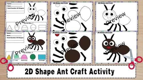 2D Shape Ant Craft | Spring & Insect Math Activity | Geometry Cut & Past