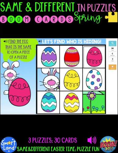 Same and Different_in Puzzles_Boom Cards™| Easter by Smart Land Printables