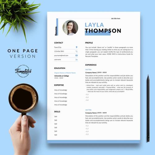 Simple Resume - Layla Thompson / Modern Resume for MS Word & iWork Pages