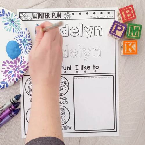 WINTER SET 2 Easy Peasy Name and Writing Practice by Little Sprouts Pre-K