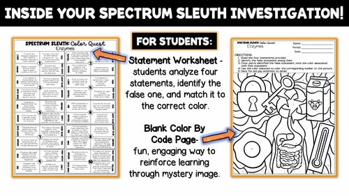 Enzymes Color by Code | Spectrum Sleuth Science Activity | TPT