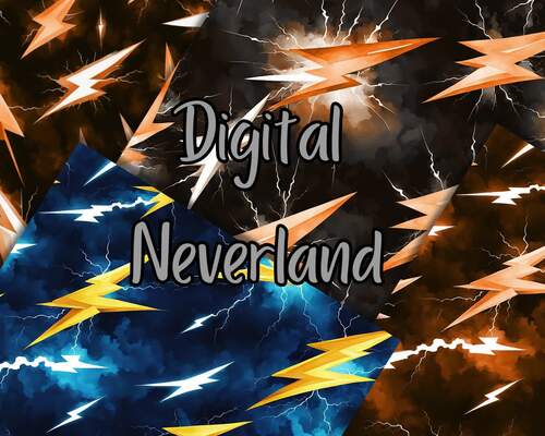 Watercolor Lightning Bolts Digital Paper Clip Art/ Scrapbook Paper