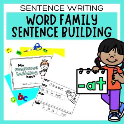AT Word Family Decodable Sentence Building Writing Booklet | CVC Words