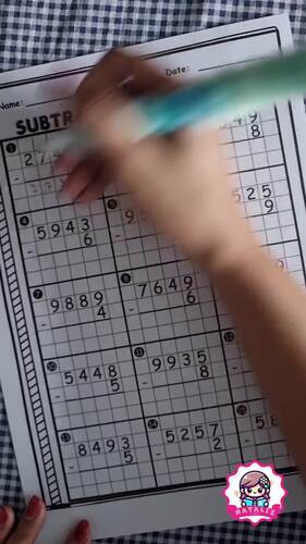 Engaging Fourth Grade Subtraction Graph Paper Worksheets for 4-Digit by ...