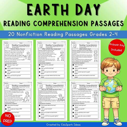 Earth Day Reading Comprehension Passages – Nonfiction 2nd 3rd 4th Grade