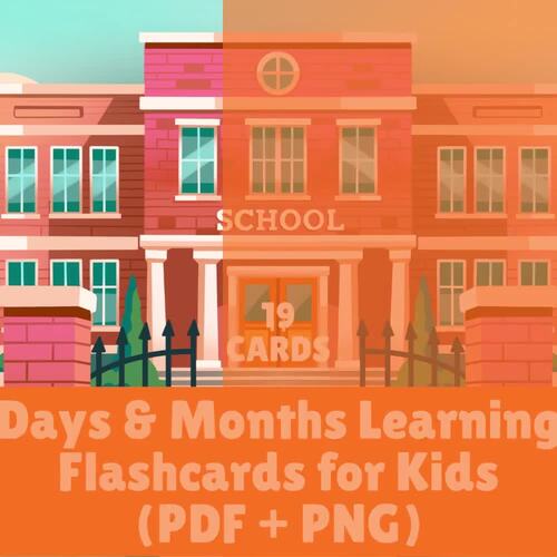 Days & Months Learning Flashcards for Kids – Printable Educational Card