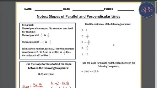 Emergency Sub Plan: Parallel and Perpendicular Slopes. Video by ...
