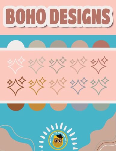 270 Modern Boho Mega Set Clipart Design Elements - Neutral Rainbow Colors