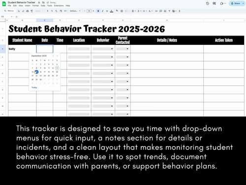 Google Sheets Student Behavior Tracker Log Editable Digital Teacher ...