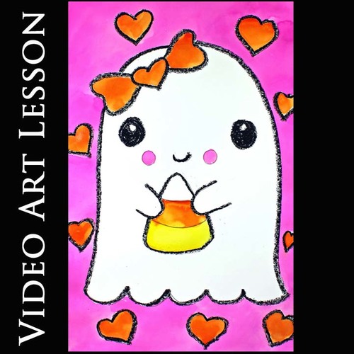 GHOST & CANDY CORN Art Project | EASY HALLOWEEN Drawing & Painting Lesson