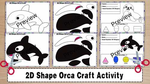 2D Shape Orca Craft | Ocean Animal Math Activity | Cut, Paste & Shape Count
