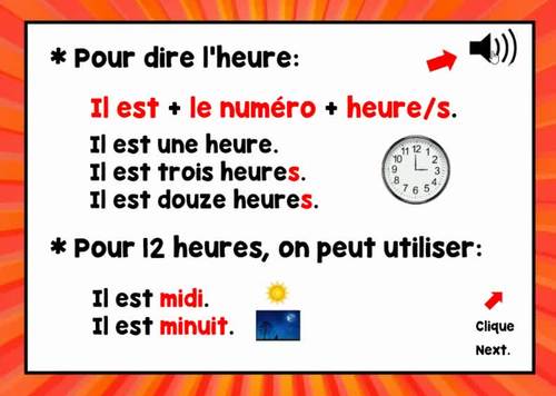 FRENCH TIME BOOM CARDS ⭐ Level 1 ⭐ French Boom Cards Telling Time Task ...