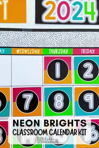 Neon Brights Classroom Decor | Flip Calendar and Wall Calendar Kit ...