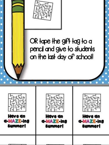 MAZE End of Year Gift Tag (Have an a-MAZE-ing summer!) | TpT