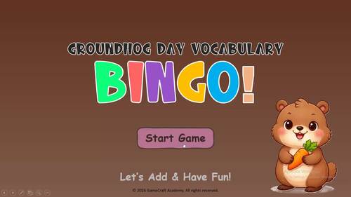 Groundhog Day Bingo | No-Prep Vocabulary Game for Kindergarten–2nd Grade