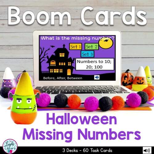Boom Cards™ Halloween Missing Numbers with Numbers to 10, 20, 100 - 3 Decks