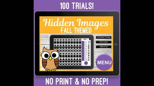 Fall Themed 100 Trials No Print Symbol Hidden Images Games for Speech ...