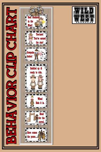 BEHAVIOR CLIP CHART Wild West Theme Classroom Decor Behavior Management