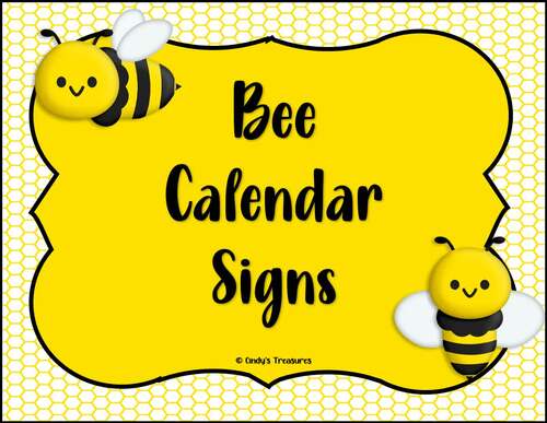 Bee Calendar Signs by Cindy's Treasures | TPT