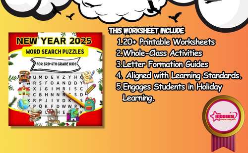 Happy New Year 2025 Vocabulary Word Search Puzzles Gift 3rd, 4th, 5th ...