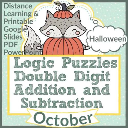 Dollar Deal Math Logic Puzzles Double Digit Addition Enrichment Halloween