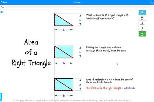 Area of a RIGHT TRIANGLE (BOOM digital distance learning deck) | TpT