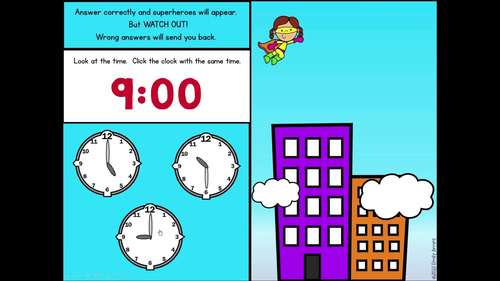 Math Games and Math Activities -Time to the Hour and Half Hour Digital