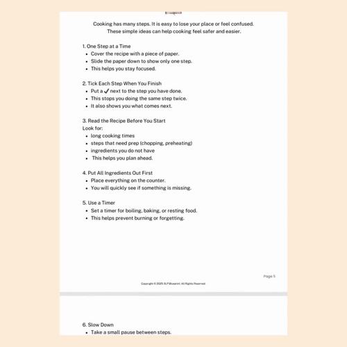 Recipe-Based Cognitive Communication Workbook, Functional Cooking Tasks SLP